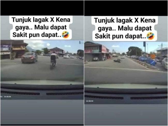 "Malu dapat sakit pun dapat", netizen bantai gelak tengok Mat rempit ...