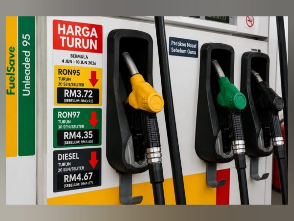RON95 dan diesel turun 20 sen, semak harga baharu untuk minggu ini!